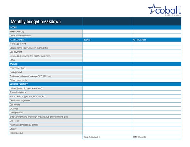 Monthly Budget Worksheet | Free Download